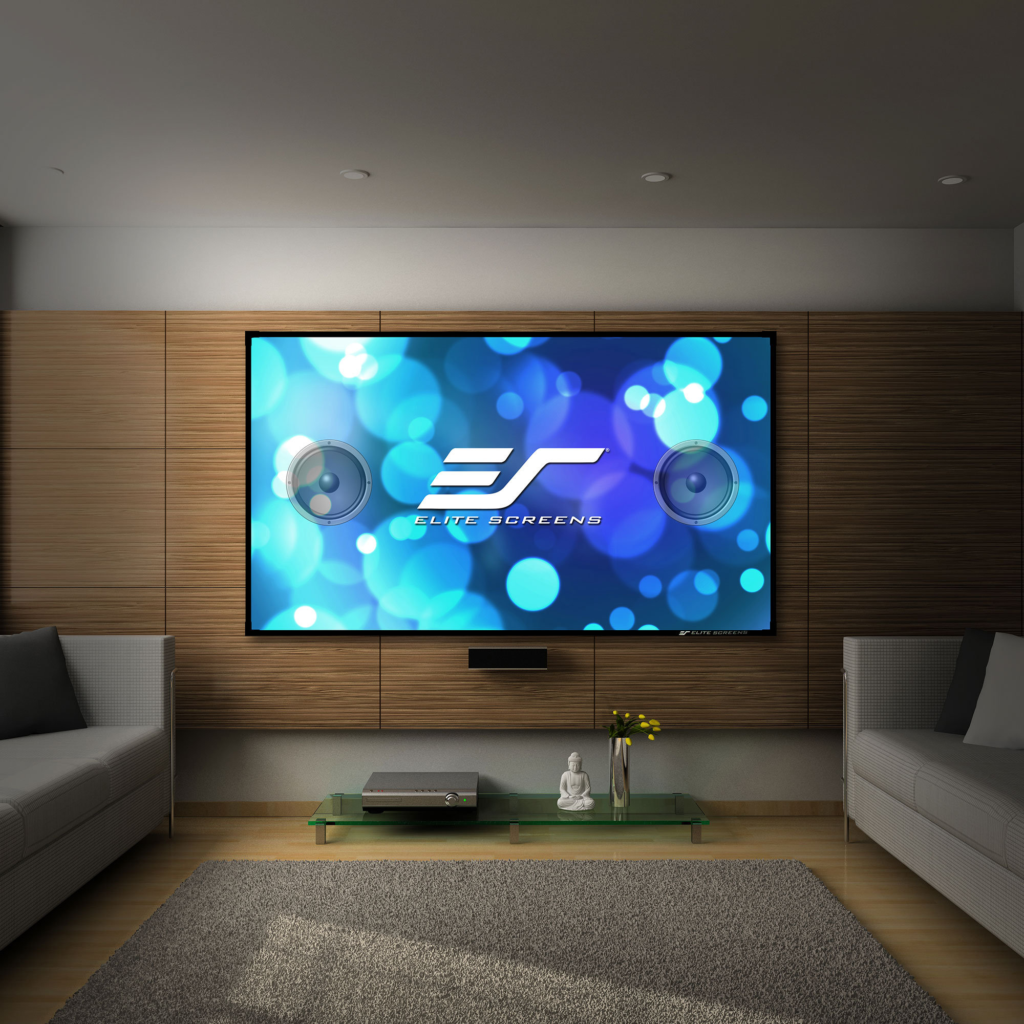 Elite Screens Aeon AcousticPro UHD Series White 165" diag. 16:9 Edge free Fixed Frame Wall ...